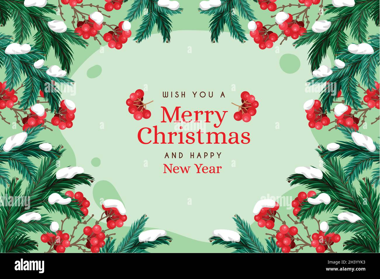 hand drawn christmas tree braches background vector design illustration ...