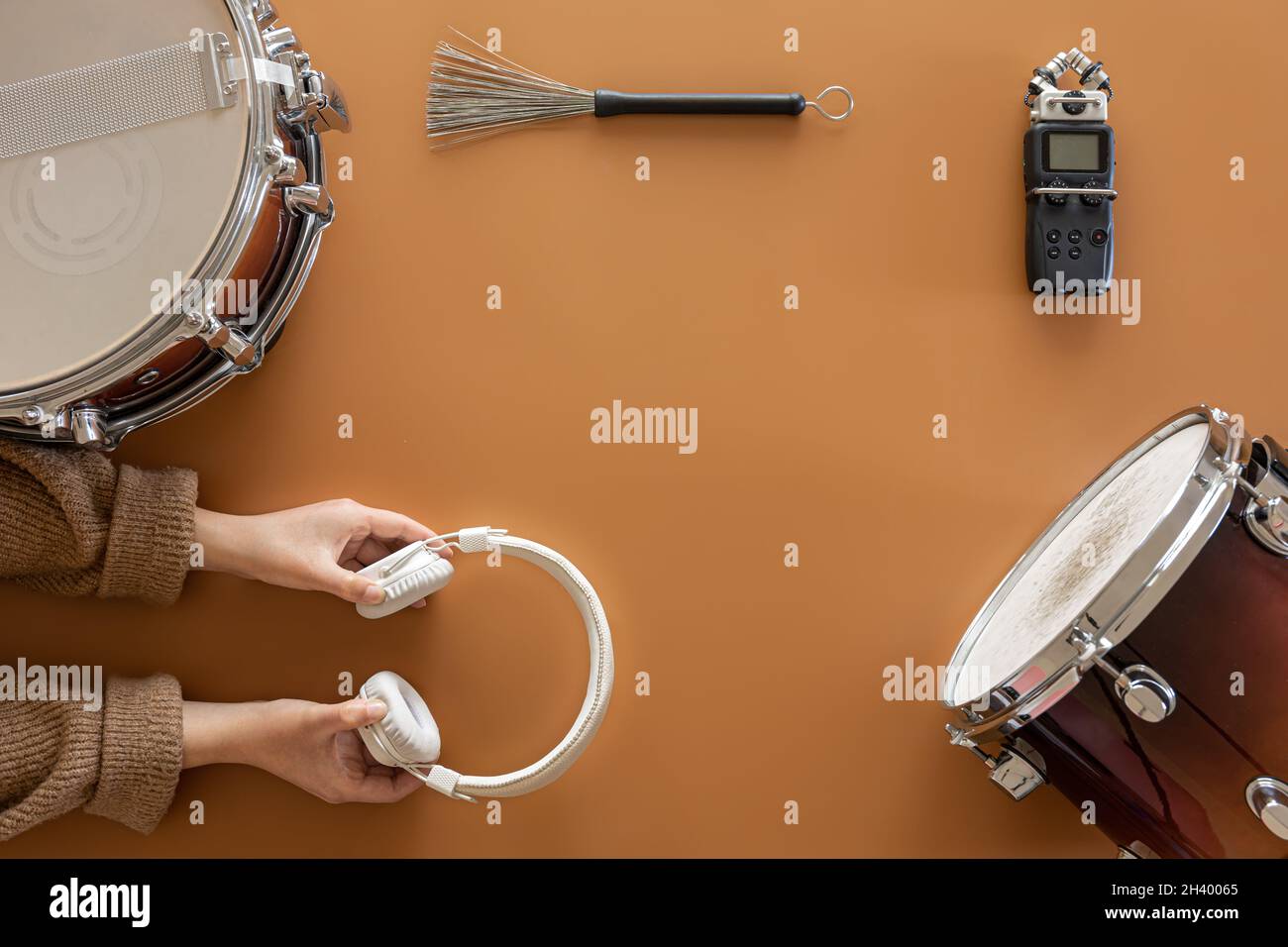 Creative music background with items, flat lay, copy space Stock Photo ...