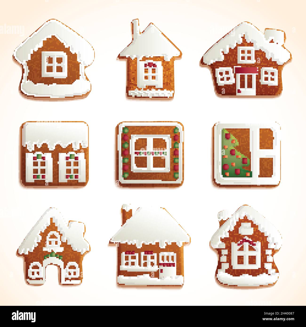 realistic gingerbread house collection vector design illustration Stock ...