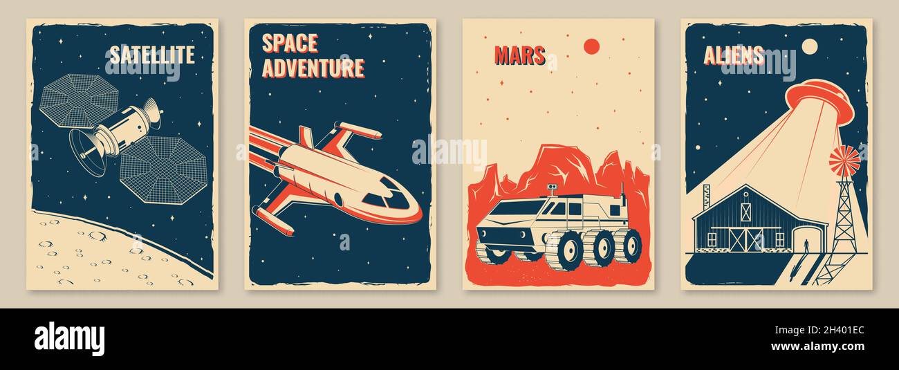 Space mission posters, banners, flyers. Vector illustration Concept for ...
