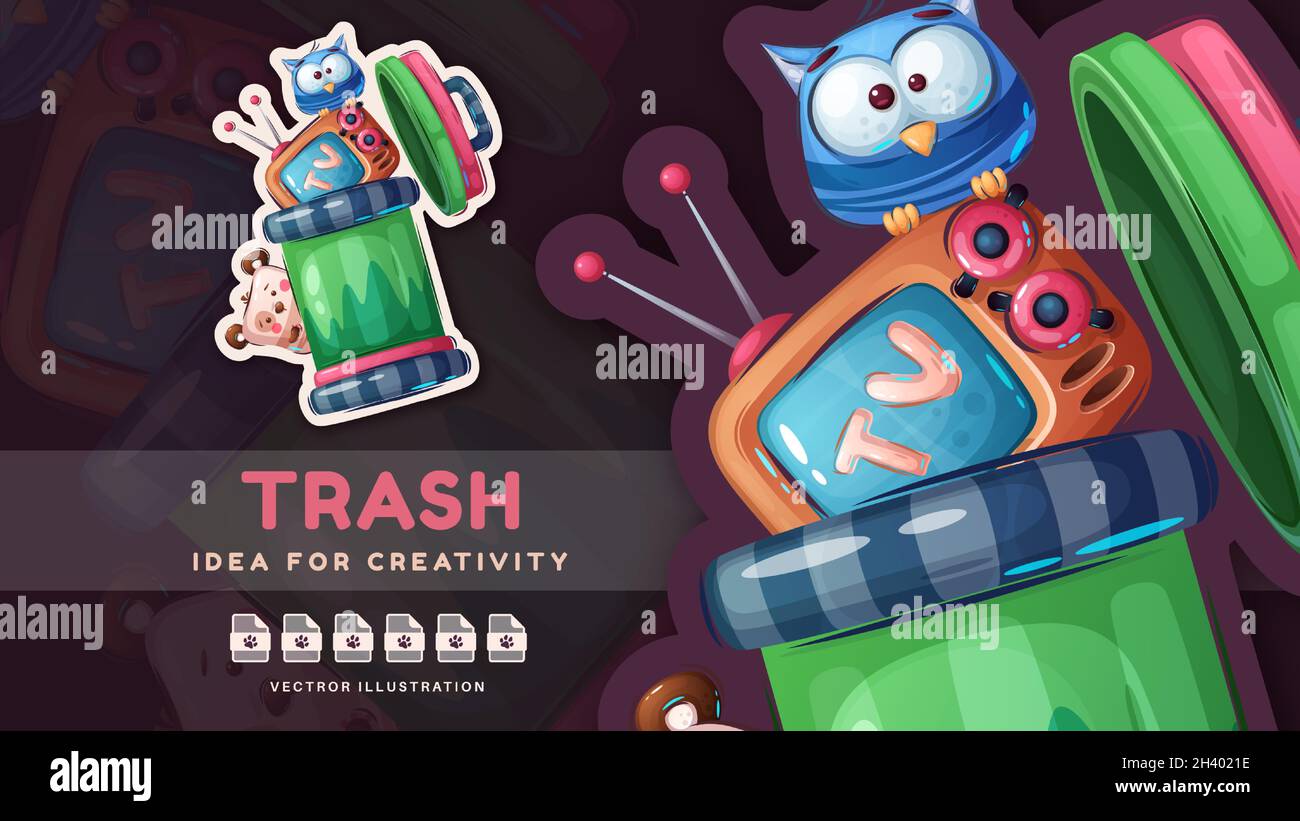 Cartoon character animal in trash Stock Vector Image & Art - Alamy