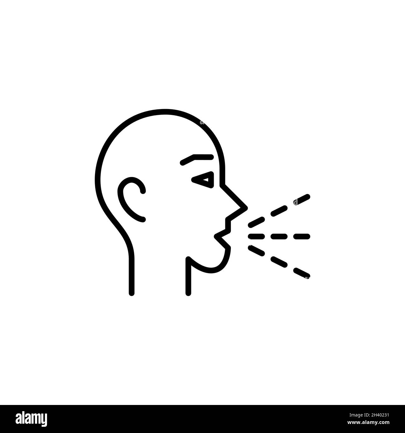 Person coughing. Pixel perfect, editable stroke outline icon Stock ...