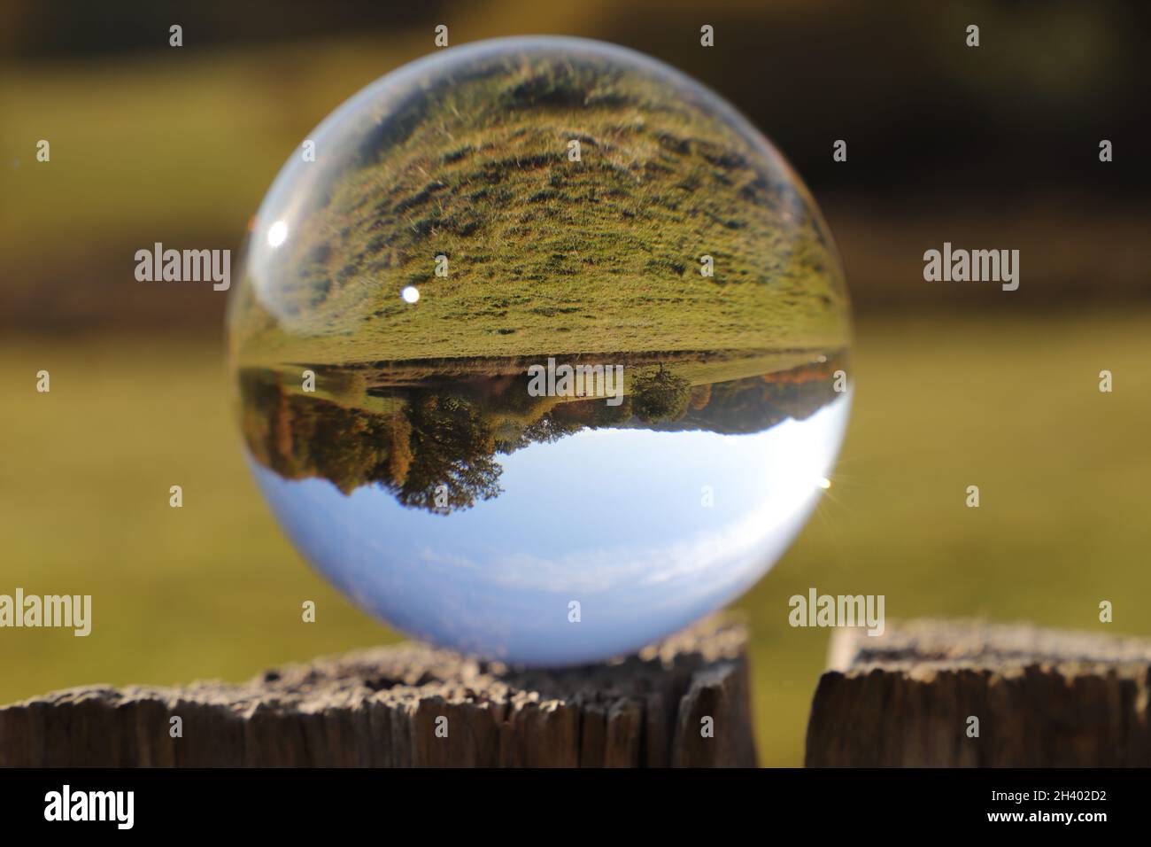 a beautiful landscape photographed through a lens ball Stock Photo - Alamy