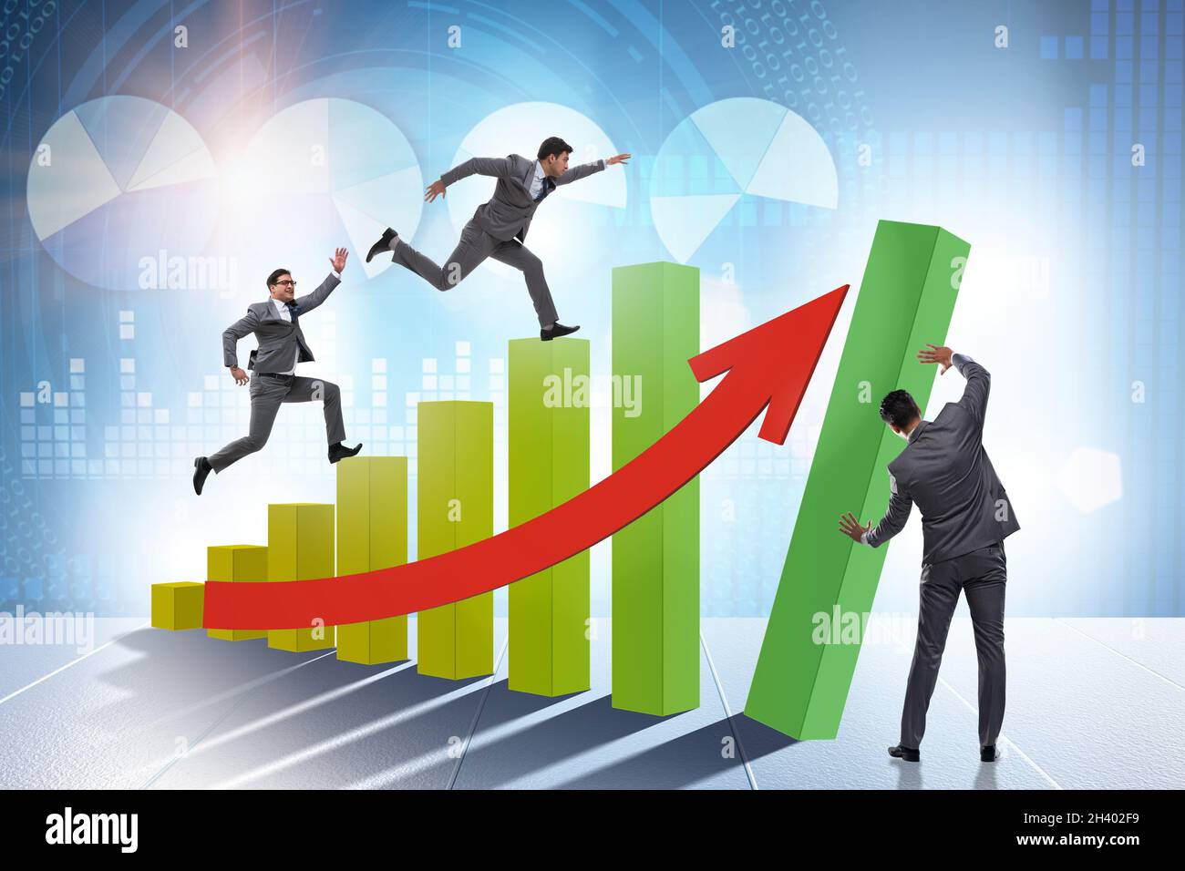 Businessman supporting economic growth on chart Stock Photo - Alamy