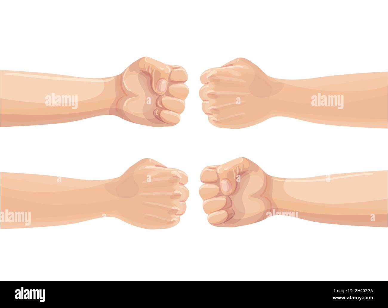 Two fists punching each other. Two clenched fists bumping. Conflict ...