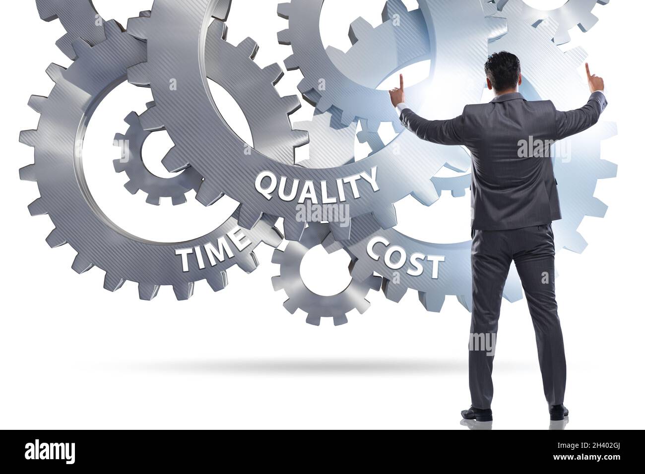 Concept of efficiency with cost time and quality Stock Photo - Alamy