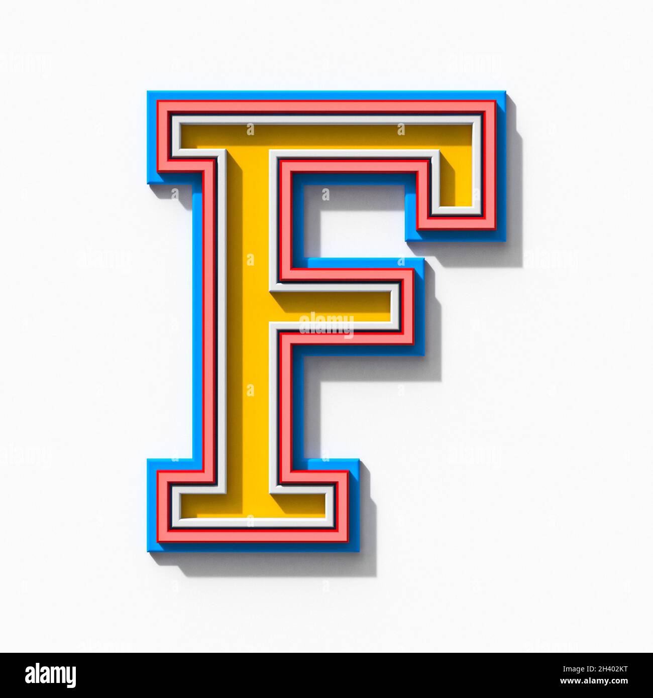Slab serif colorful outlined font with shadows Letter F 3D Stock Photo ...