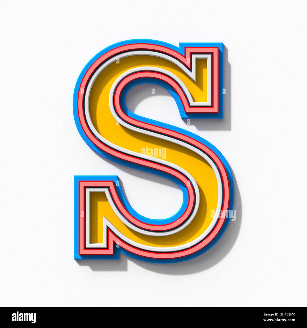 Slab serif colorful outlined font with shadows Letter S 3D Stock Photo ...