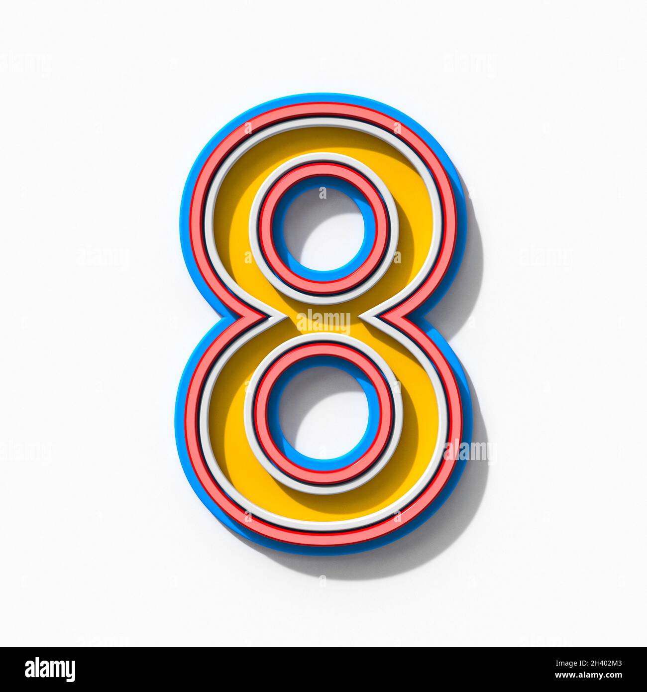 Slab serif colorful outlined font with shadows Number 8 EIGHT 3D Stock ...