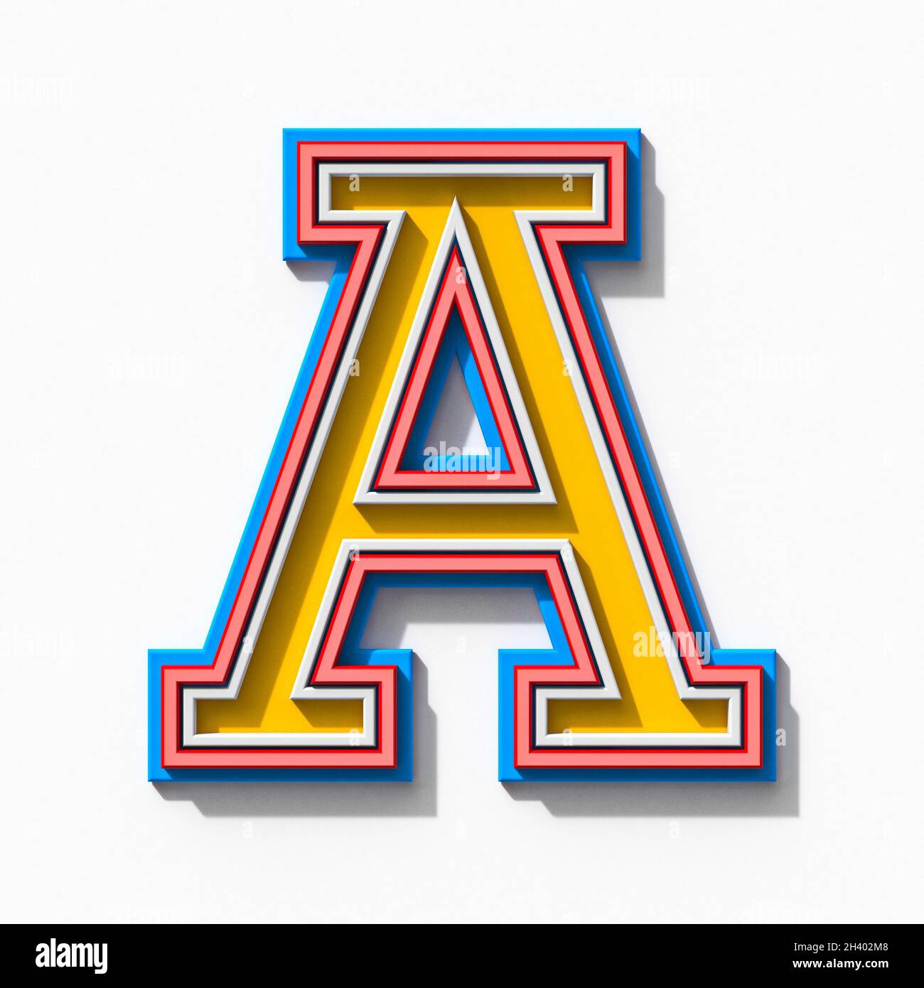 Slab serif colorful outlined font with shadows Letter A 3D Stock Photo ...