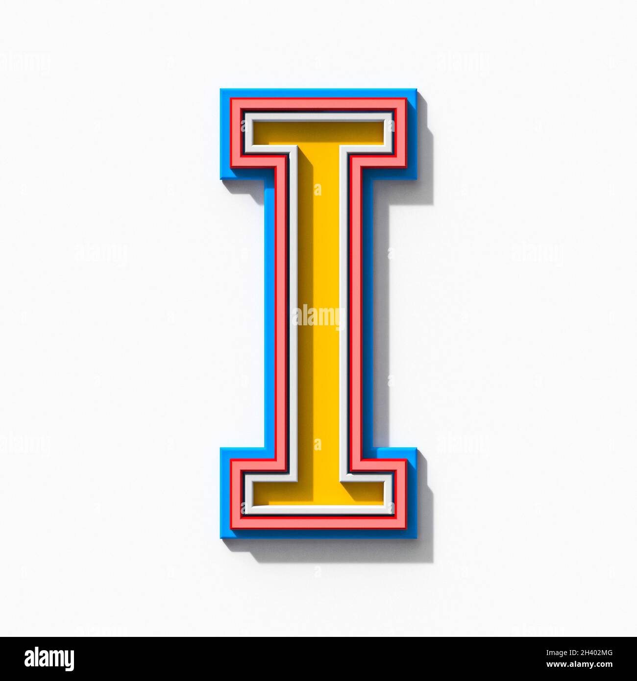 Slab serif colorful outlined font with shadows Letter I 3D Stock Photo ...