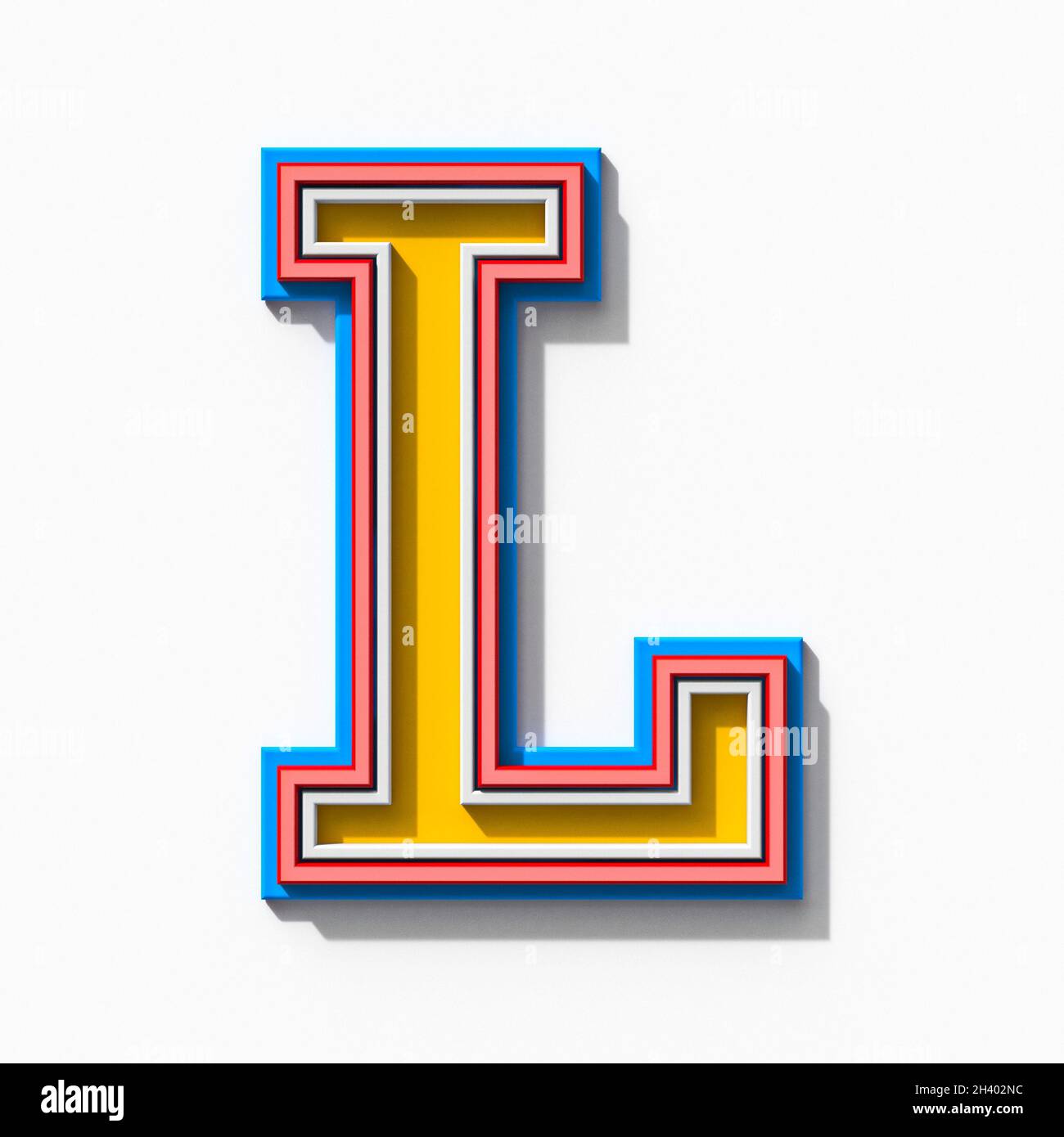 Slab serif colorful outlined font with shadows Letter L 3D Stock Photo ...