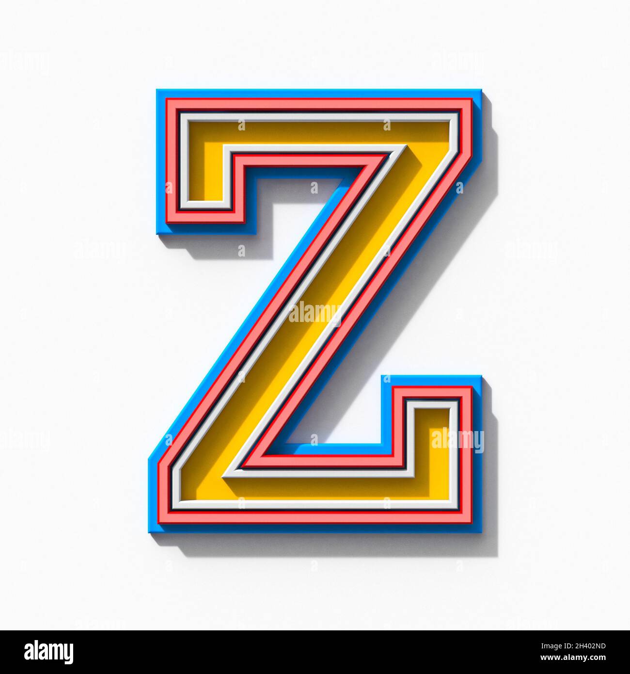 Slab serif colorful outlined font with shadows Letter Z 3D Stock Photo ...