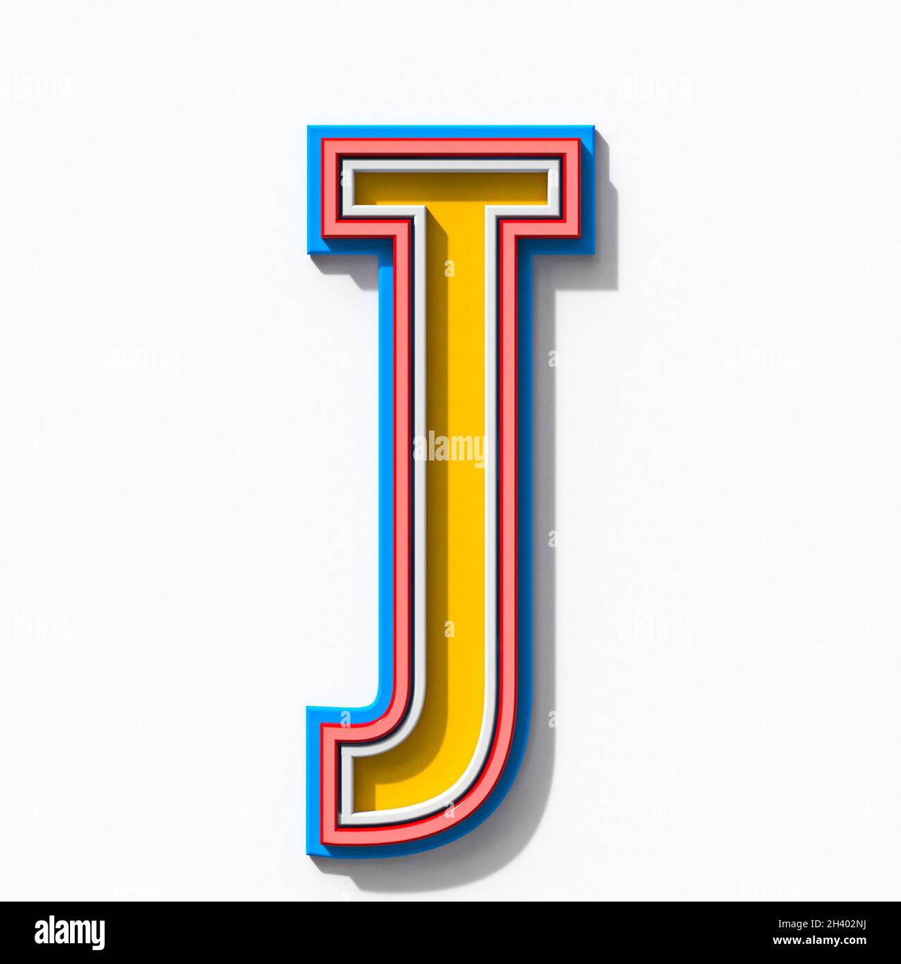 Slab serif colorful outlined font with shadows Letter J 3D Stock Photo ...