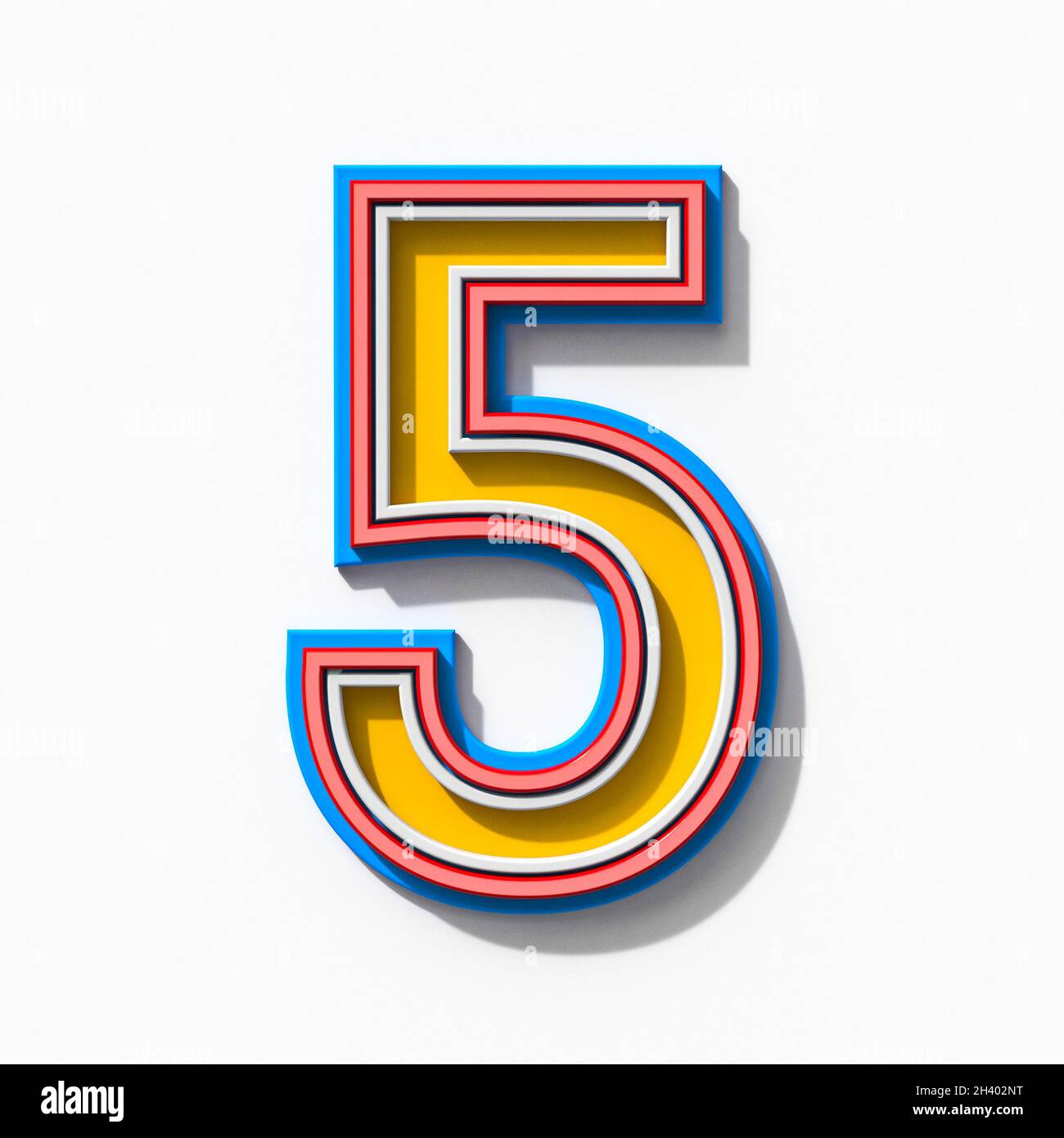 Slab serif colorful outlined font with shadows Number 5 FIVE 3D Stock ...
