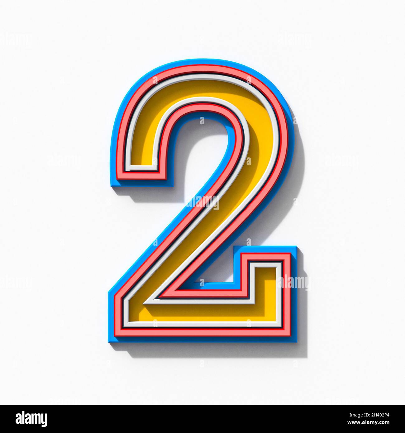 Slab serif colorful outlined font with shadows Number 2 TWO 3D Stock ...