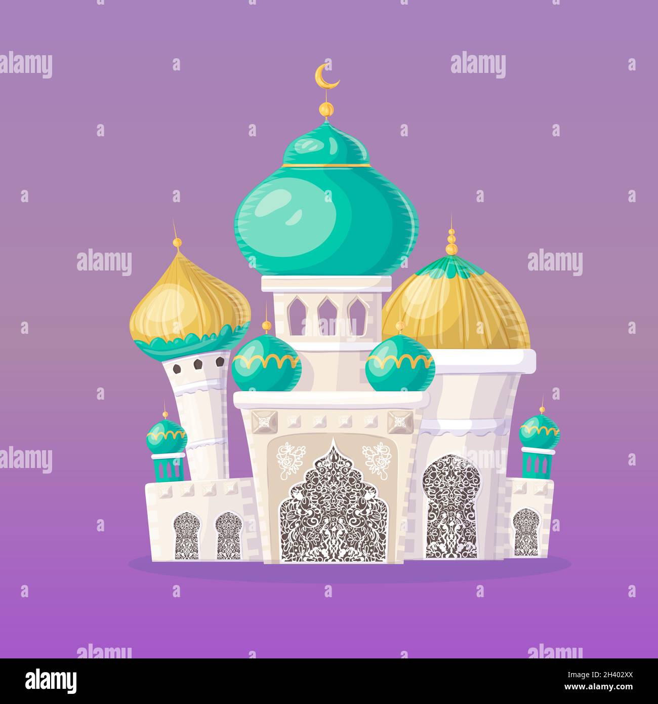 Muslim castle. Cartoon Islamic mosque. vector illustration Stock Vector ...