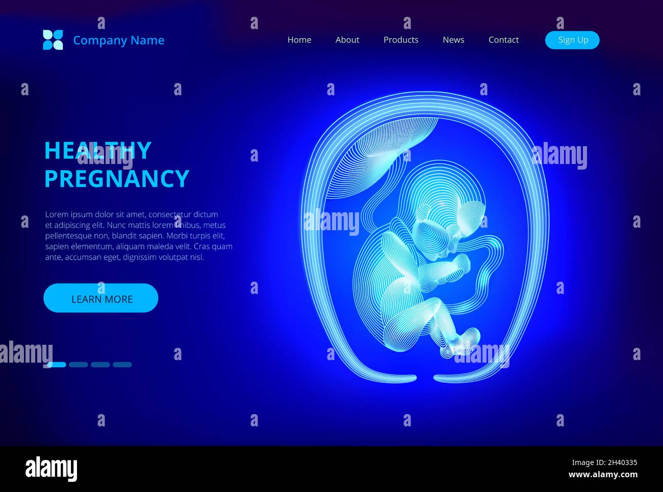 Baby embryo in womb of woman. Symbol of pregnancy. Line art style icon ...