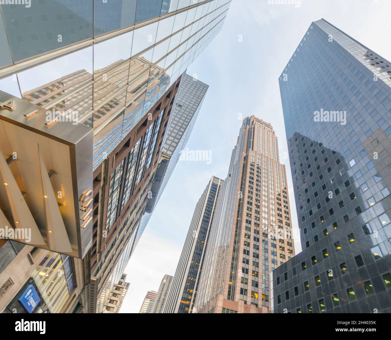 New York skyscrapers vew from street level Stock Photo - Alamy
