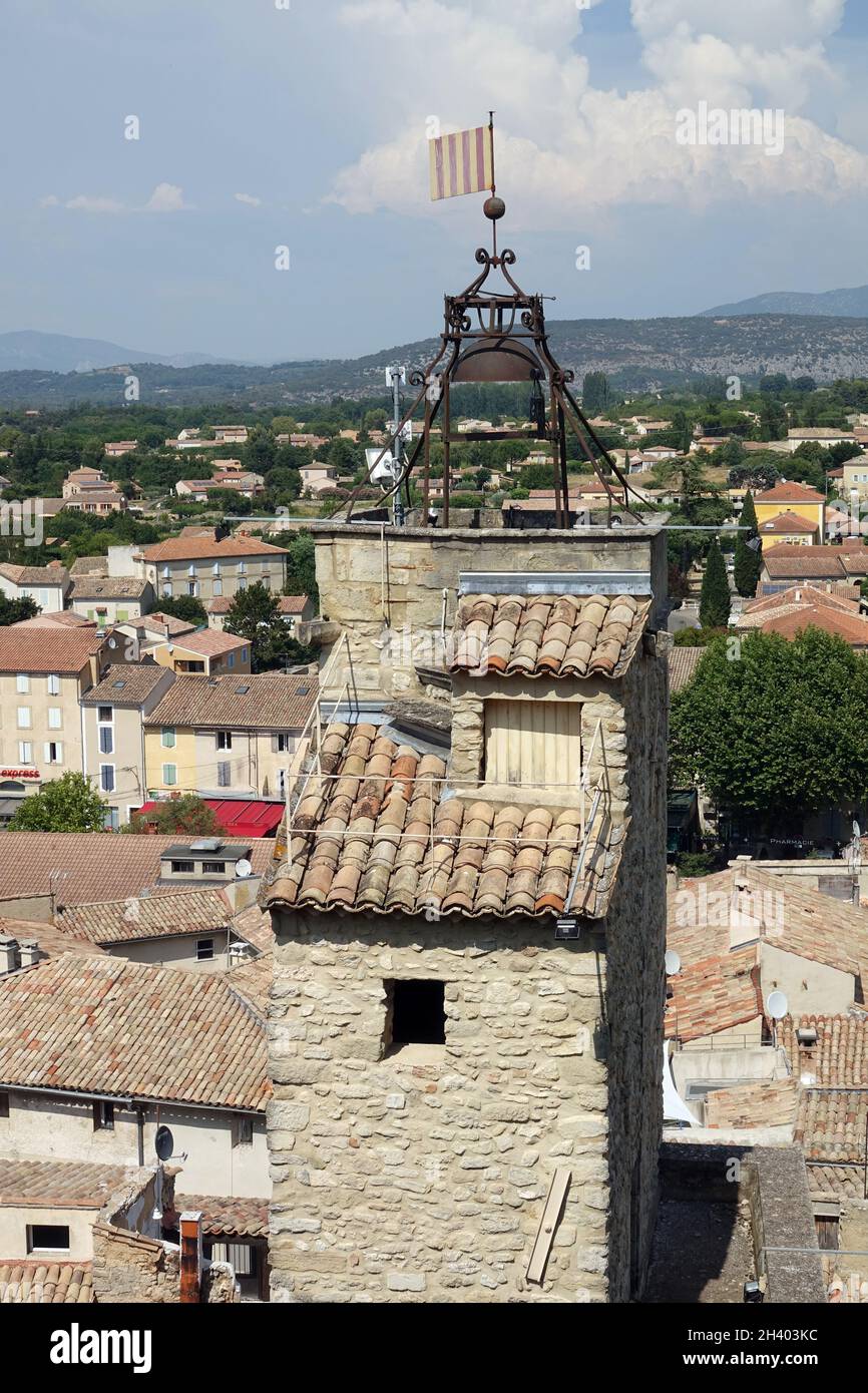 Belfry and old town of Malaucene, Provence Stock Photo - Alamy
