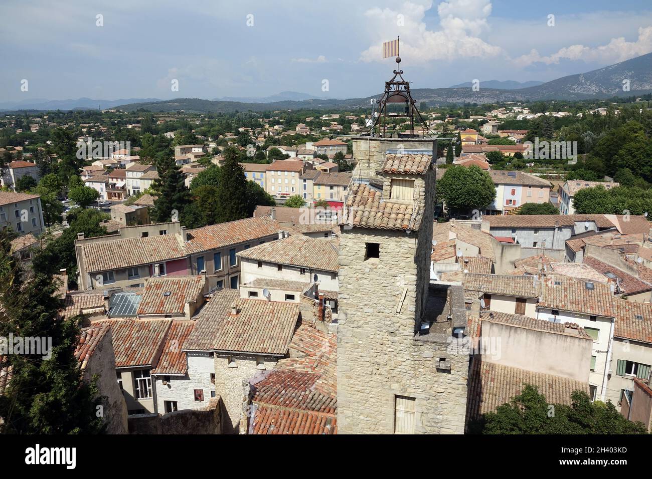 Belfry and old town of Malaucene, Provence Stock Photo - Alamy
