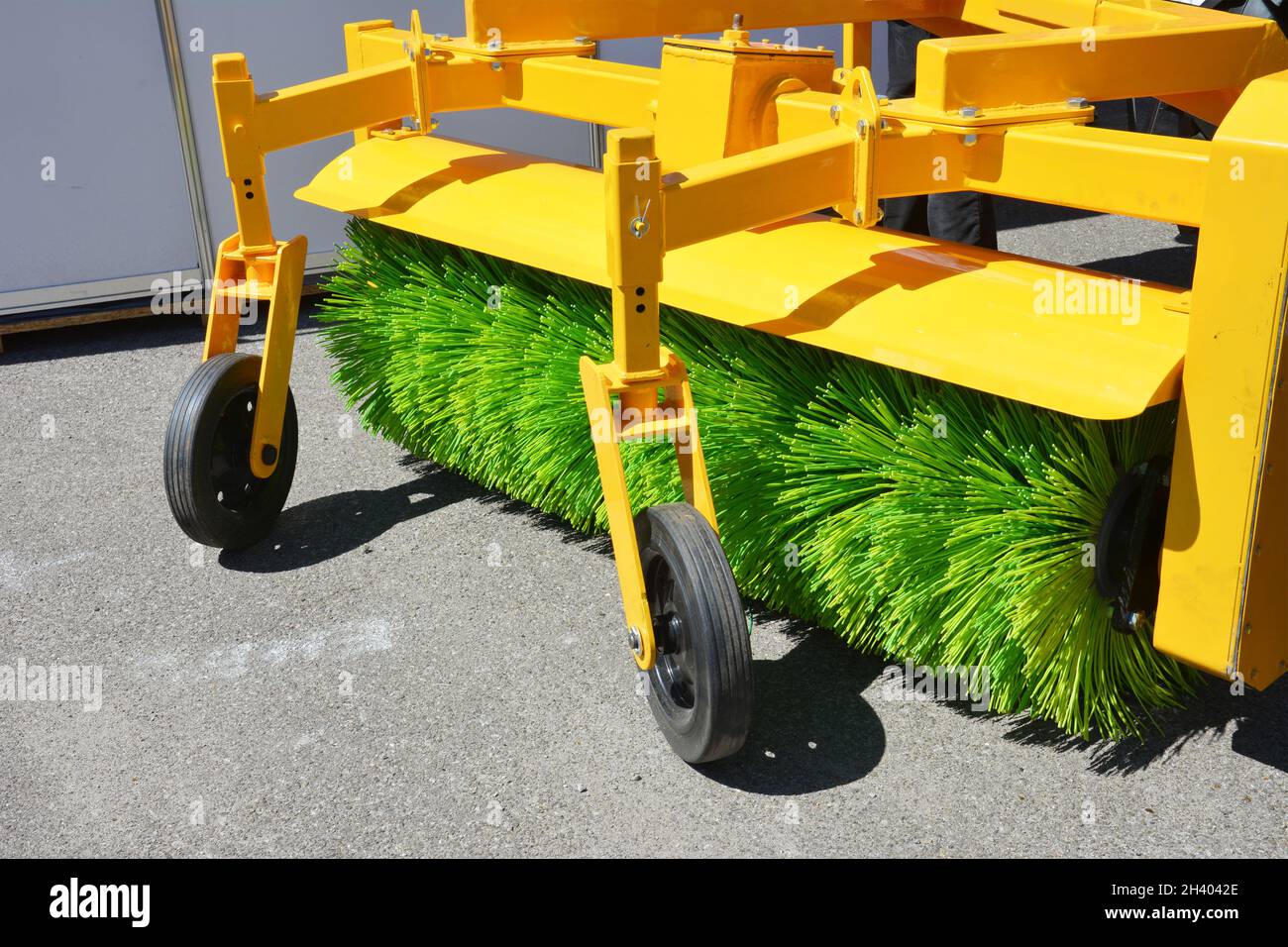 Road sweeper. Yellow street sweeper machine fow washing and cleaning ...