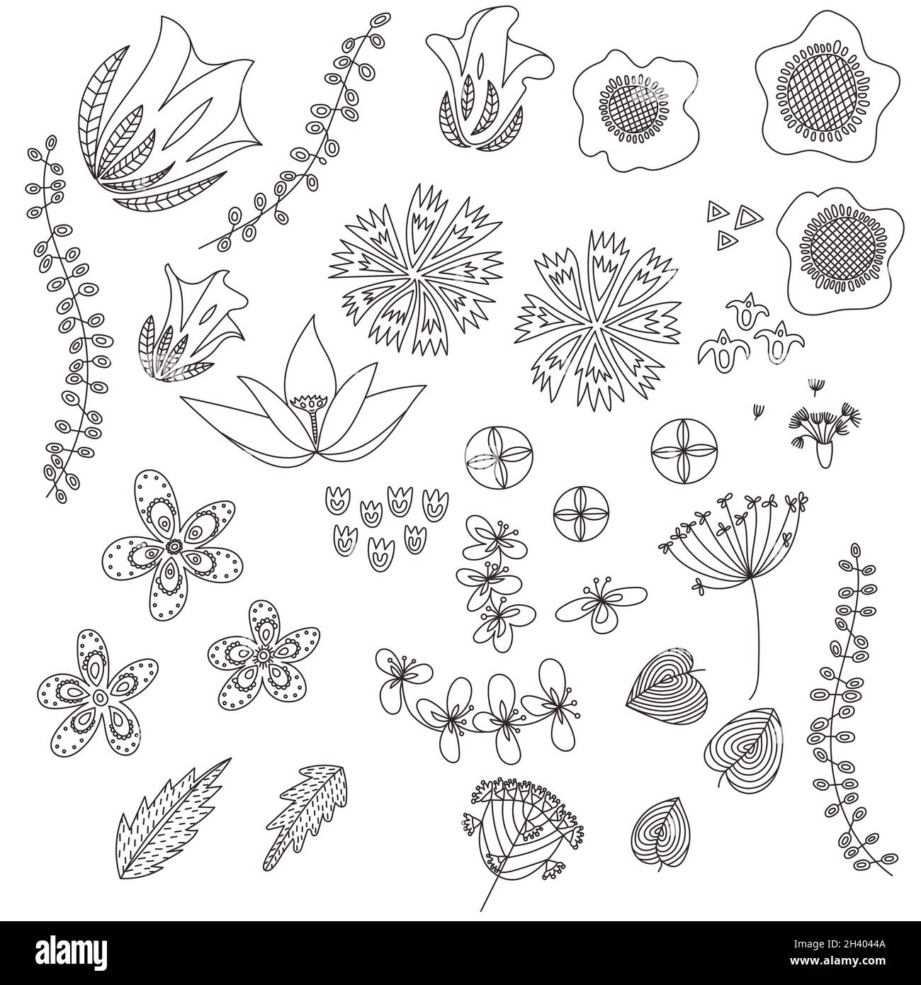 Simple flower doodles Cut Out Stock Images & Pictures - Alamy