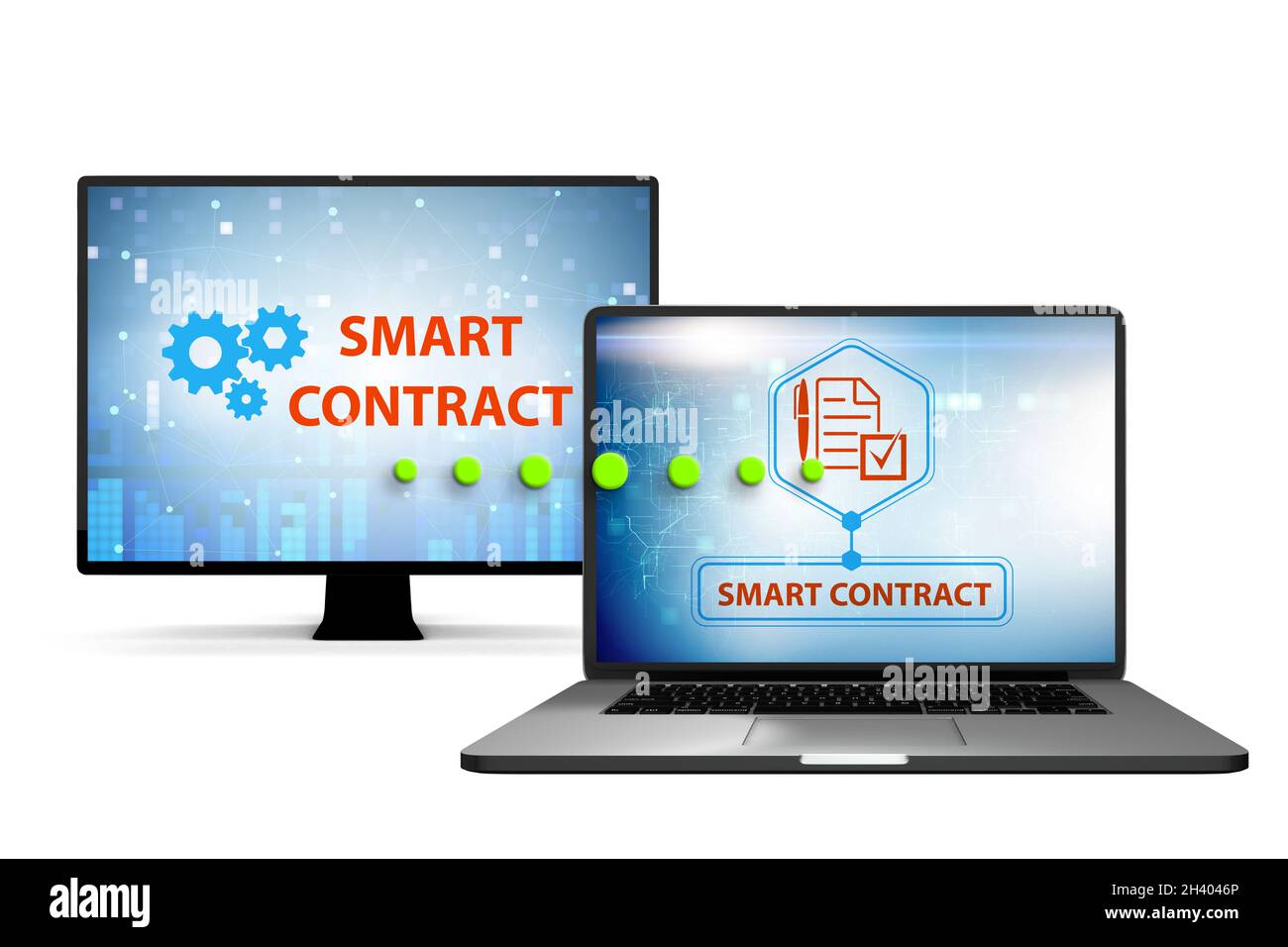 Smart contracts as illustration of blockchain technology Stock Photo ...