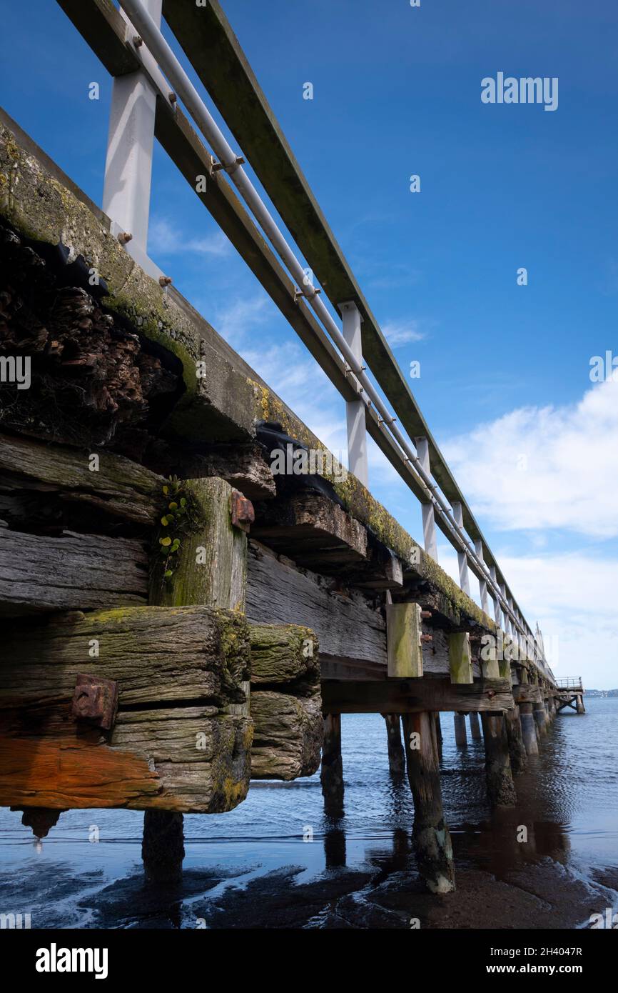 Petone Wharf, Wellington harbour, North Island, New Zealand Stock Photo ...