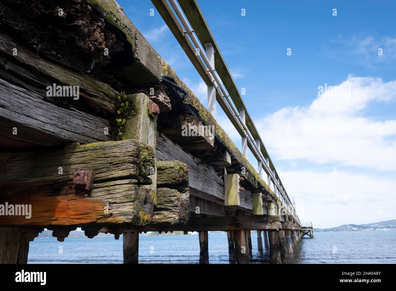 Petone Wharf, Wellington harbour, North Island, New Zealand Stock Photo ...