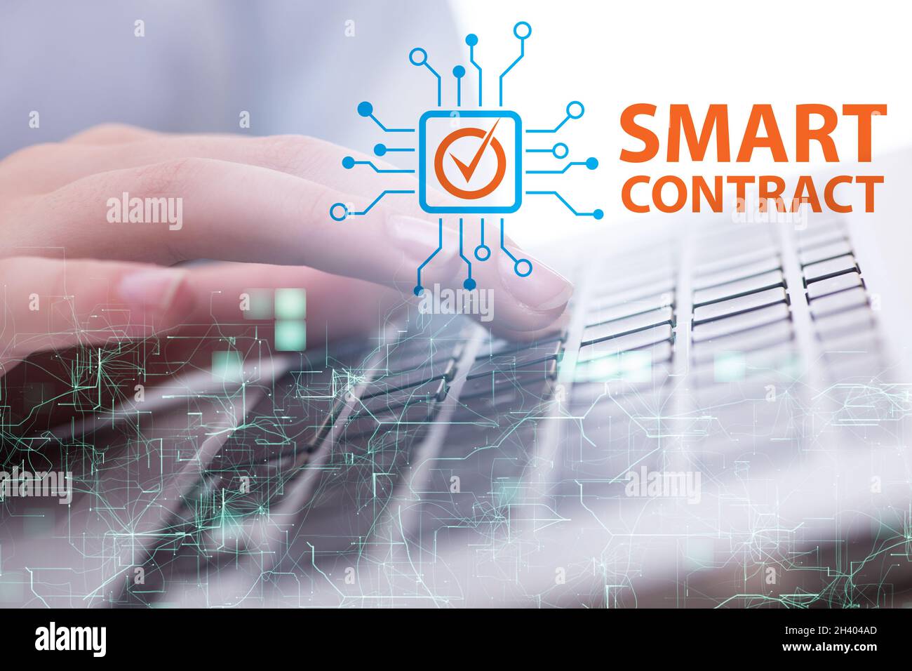 Smart contract as illustration of blockchain concept Stock Photo - Alamy