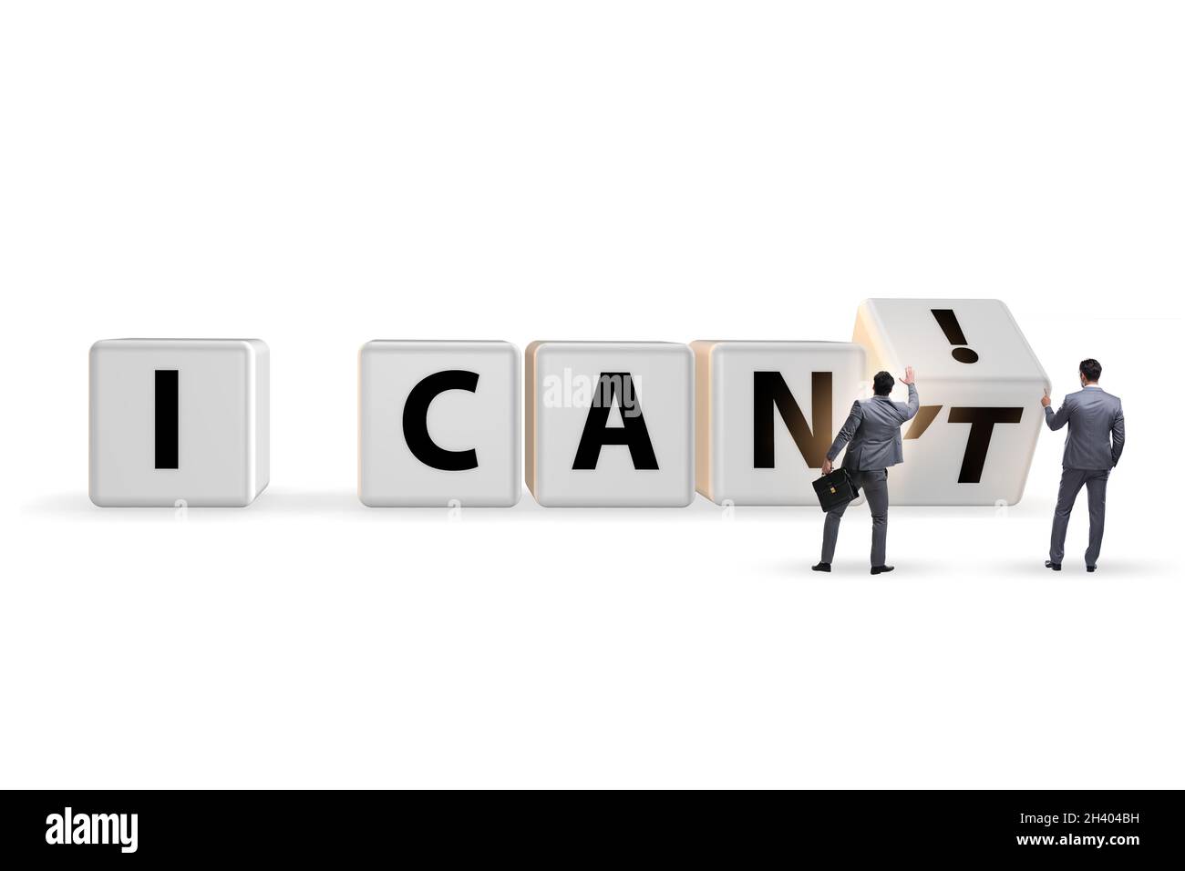 Determination concept with rotating cubes and businessman Stock Photo ...