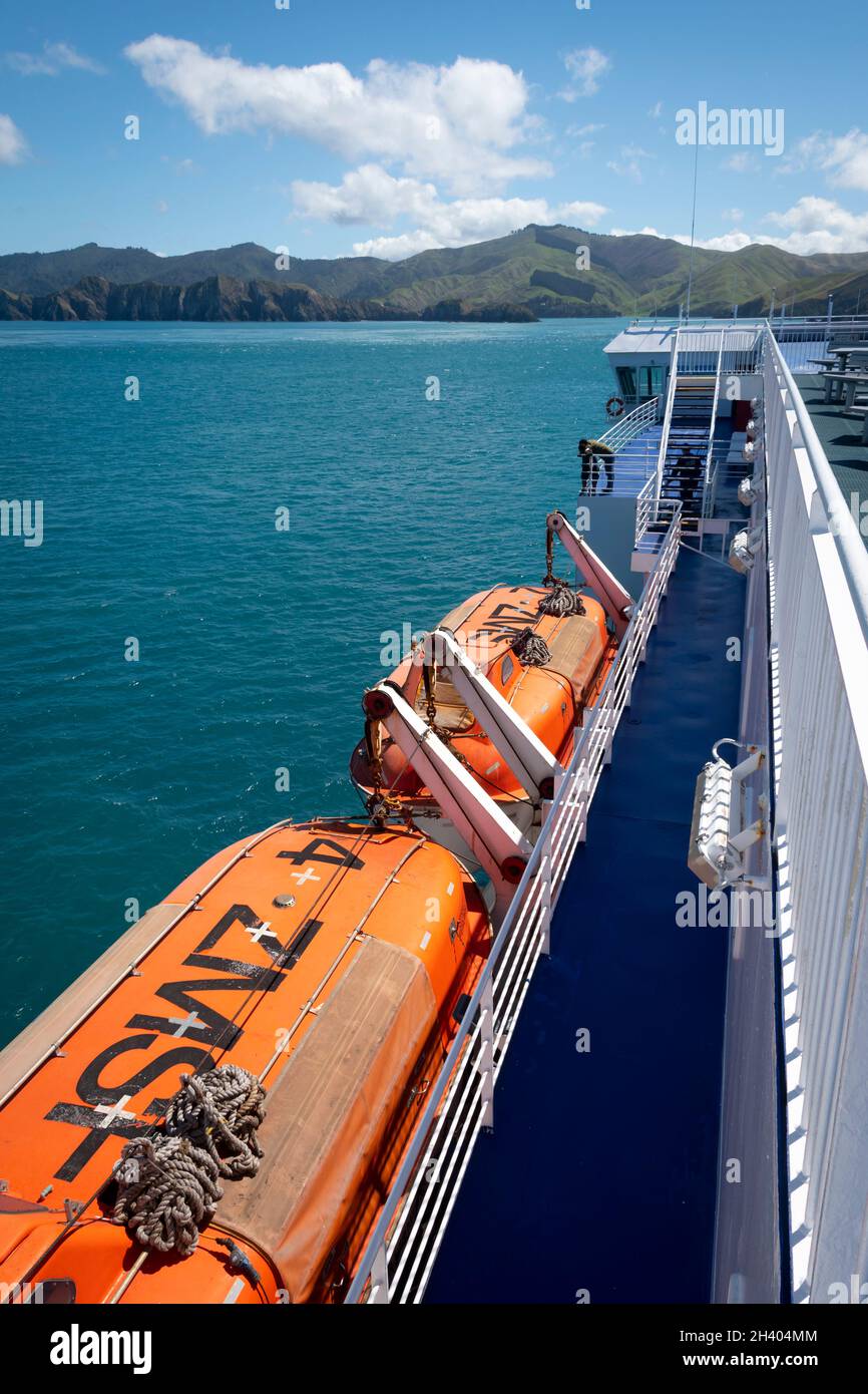 Bluebridge Cook Strait Ferry in Tory Channel, Marlborough Sounds, South ...