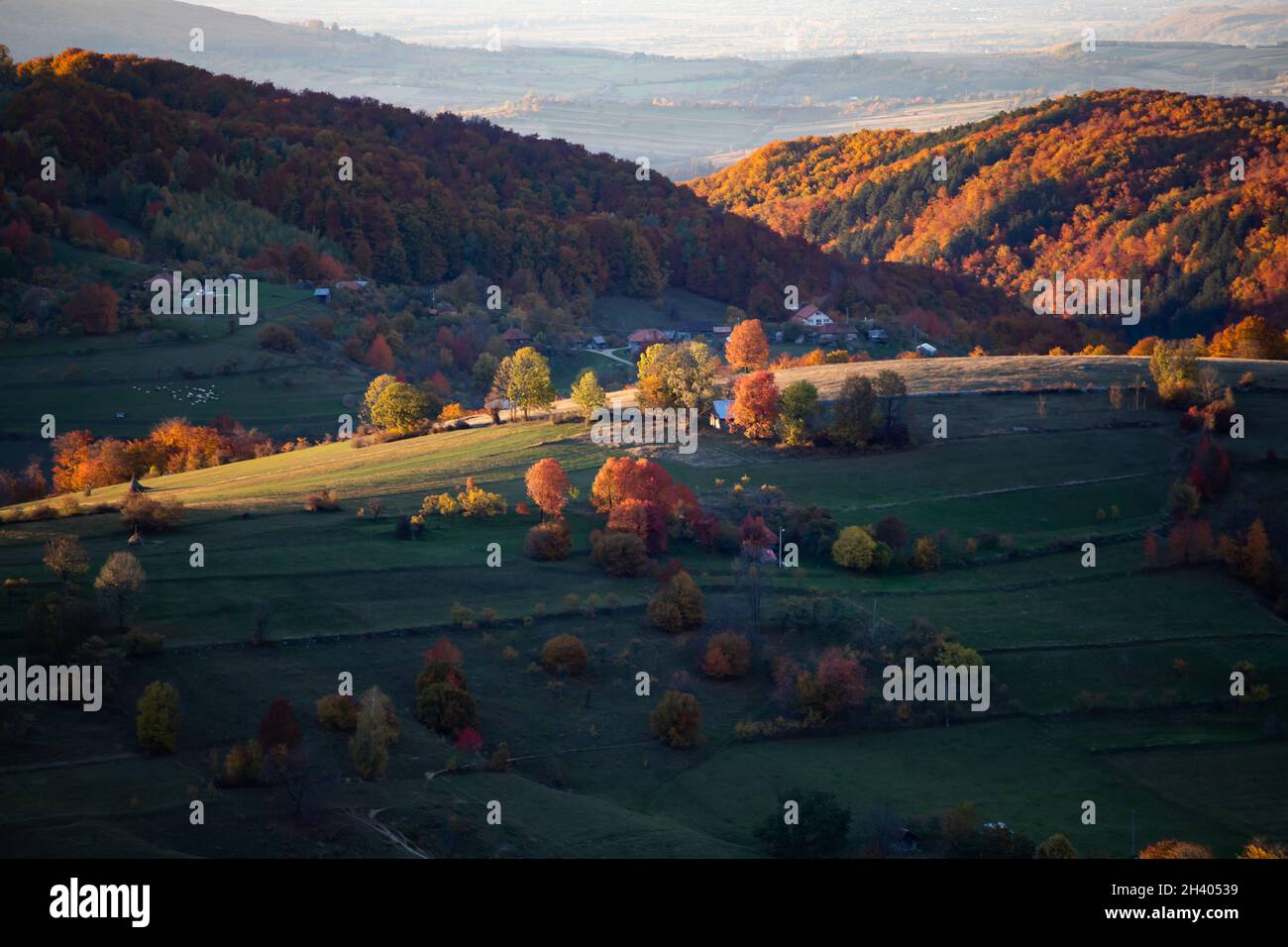 Transylvanian autumn rural landscape Stock Photo - Alamy