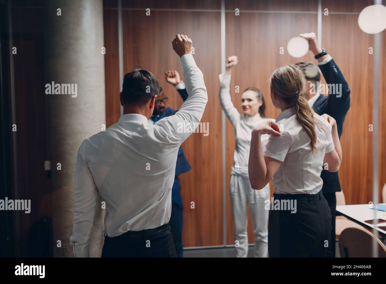 Businessman and businesswoman team at office meeting. Business people ...