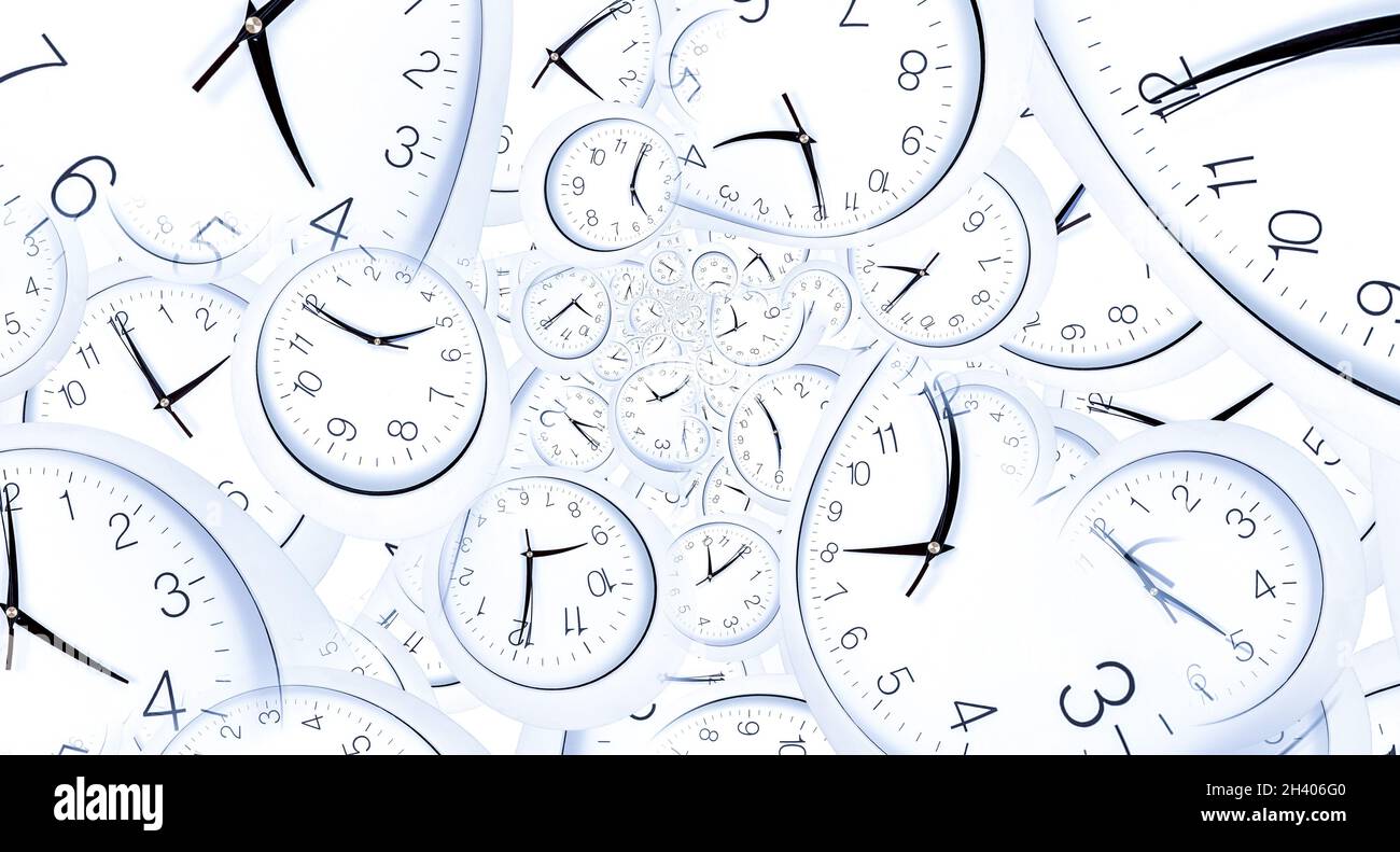 Droste effect background with infinite clock spiral. Abstract design ...