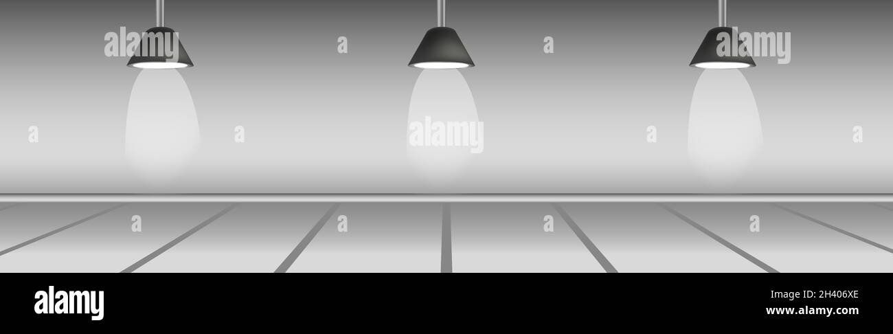 Realistic dark studio with spotlights lighting - Vector Stock Photo - Alamy