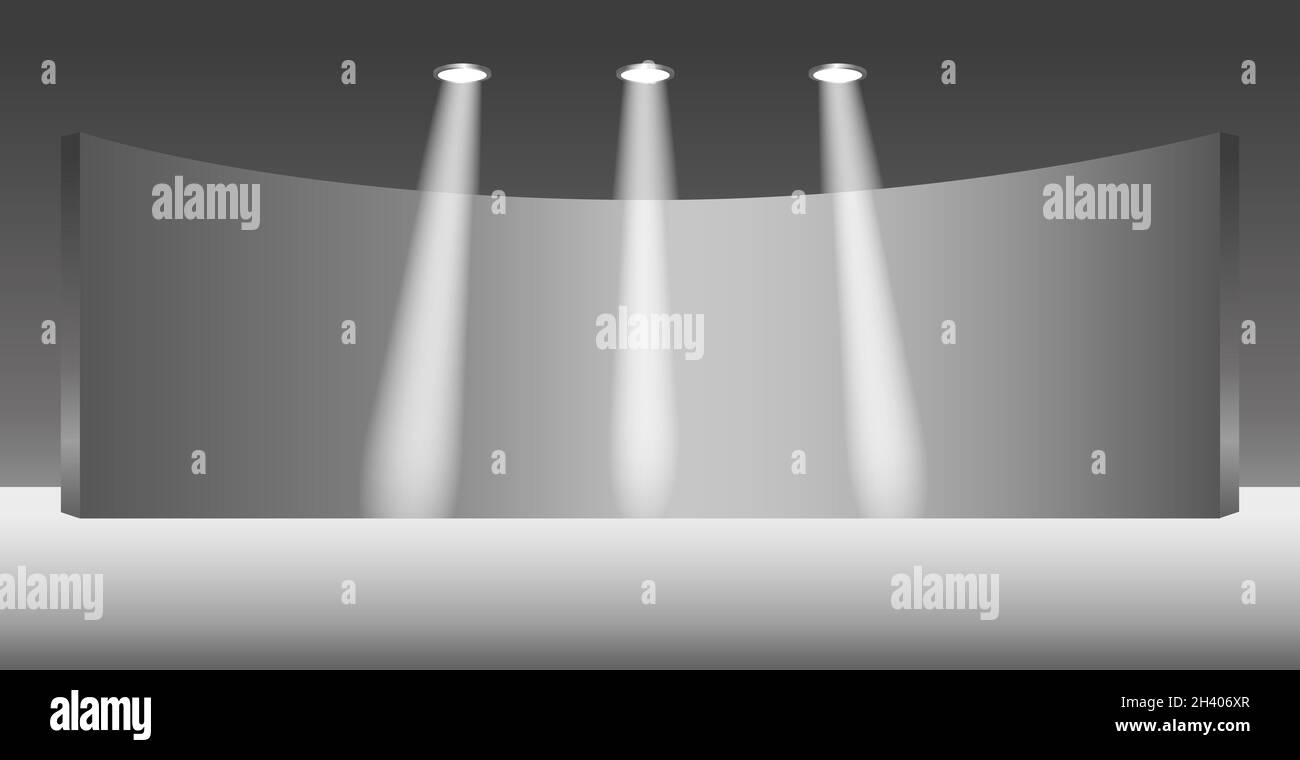 Realistic light studio with spotlights lighting - Vector Stock Photo ...