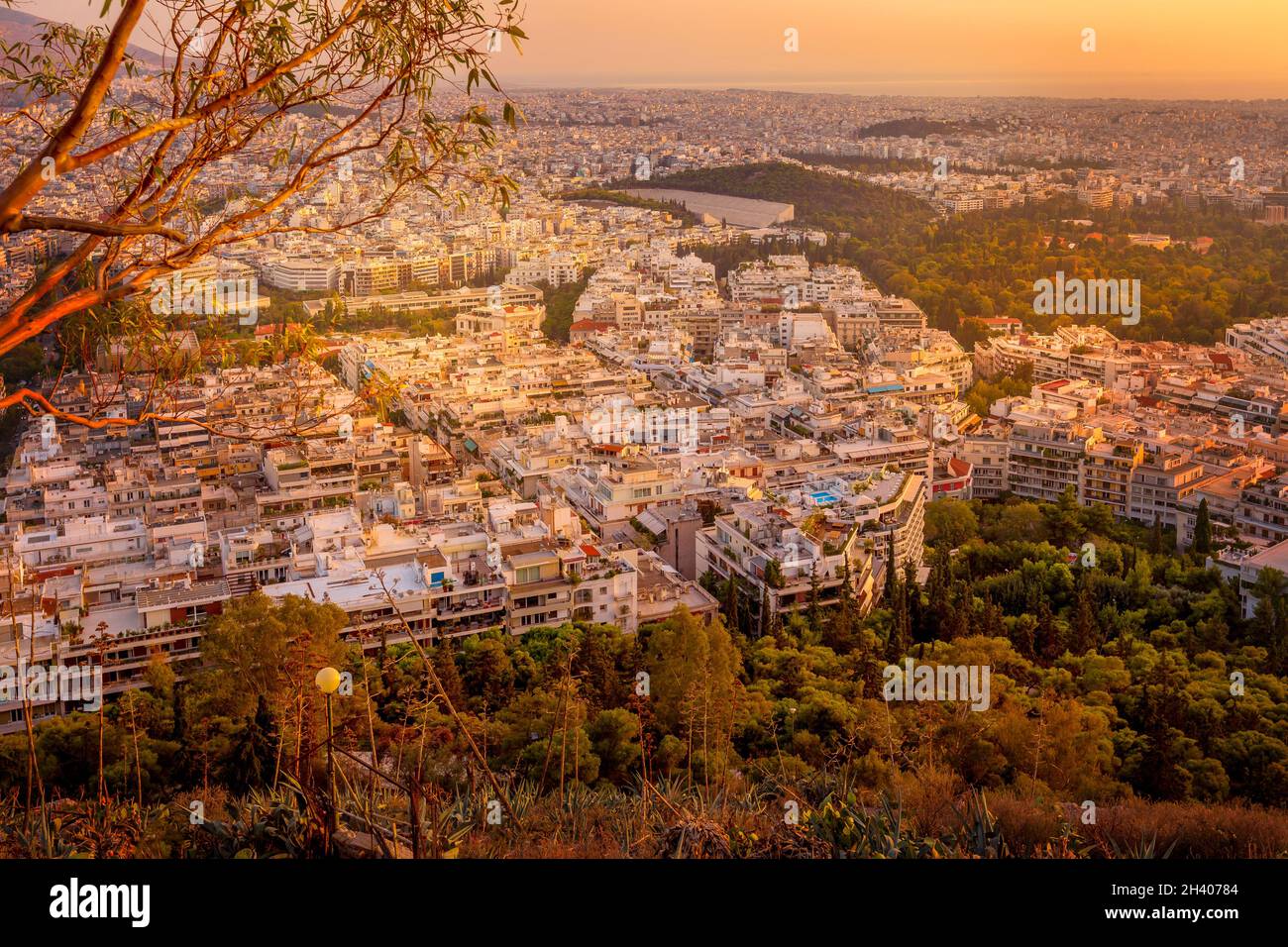 Sunset Athens aerial skyline, Greece Stock Photo - Alamy