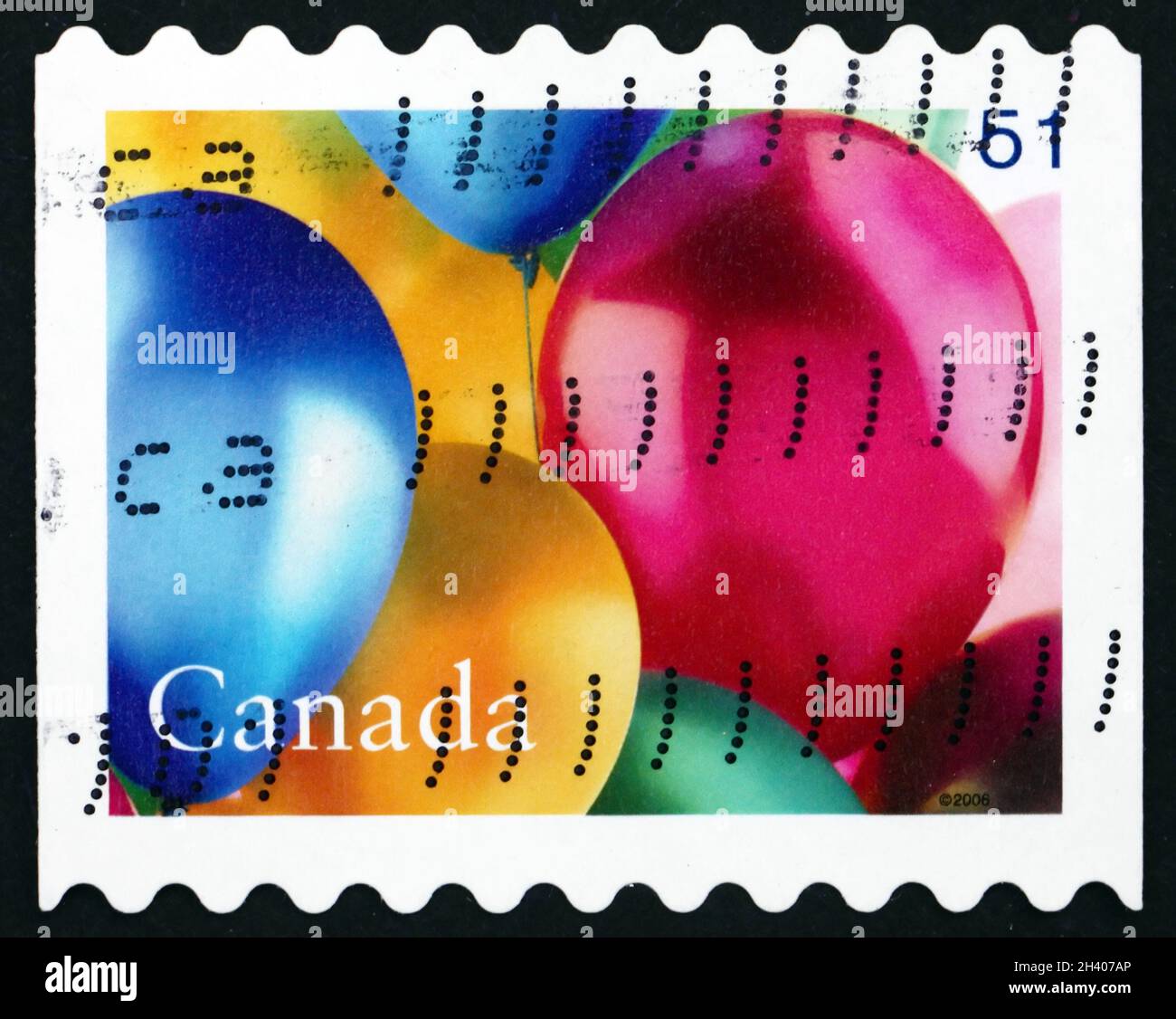 CANADA - CIRCA 2006: a stamp printed in Canada shows Party balloons ...