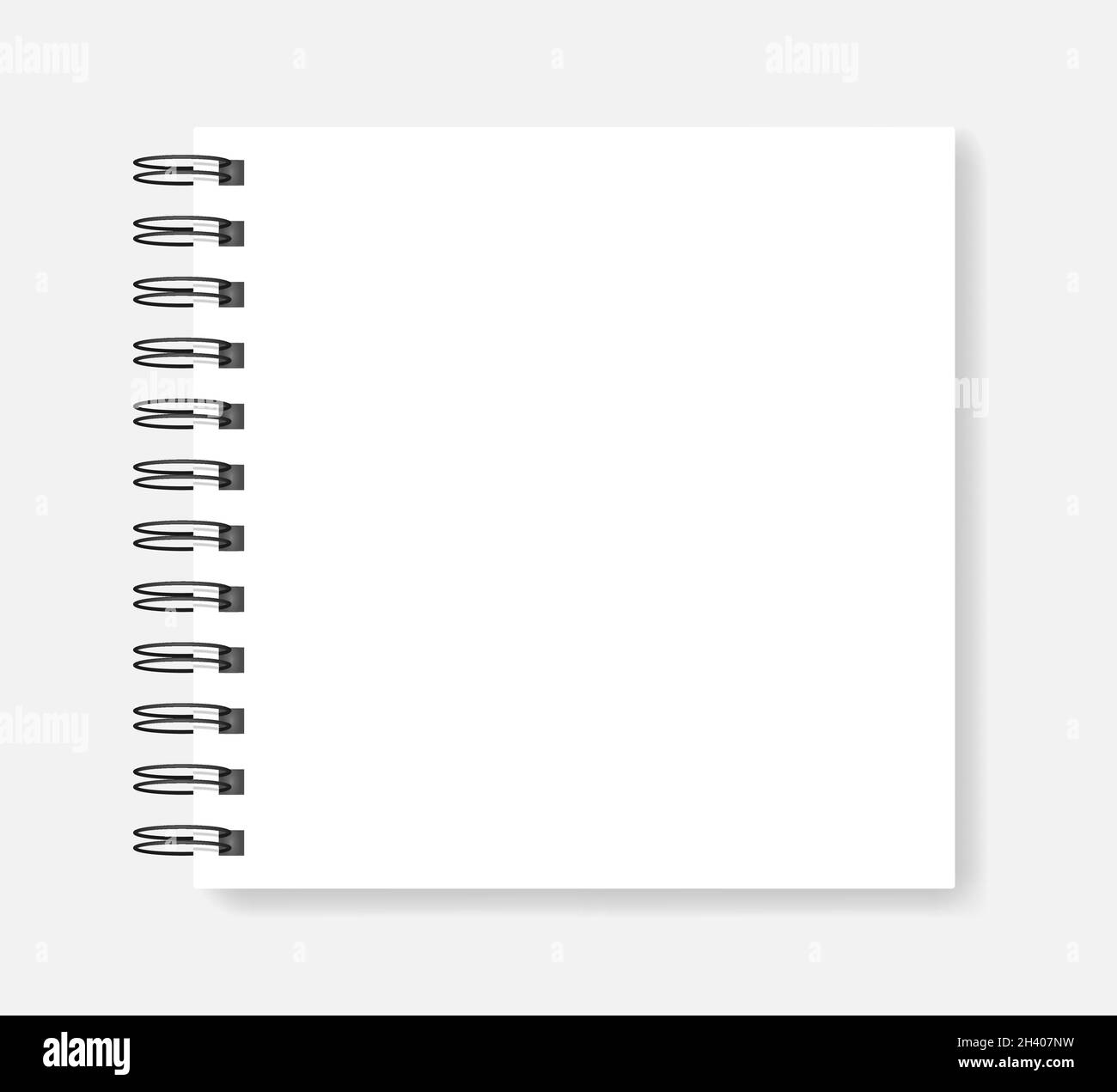 Spiral blank notebook, realistic vector mock-up. Wire bound empty ...