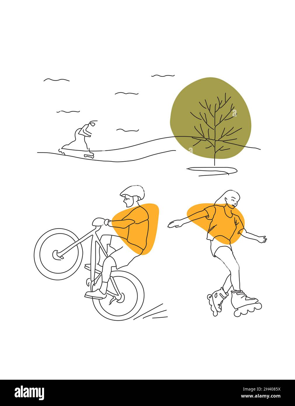 Set of three Modern abstract people. Contemporary outline female ...