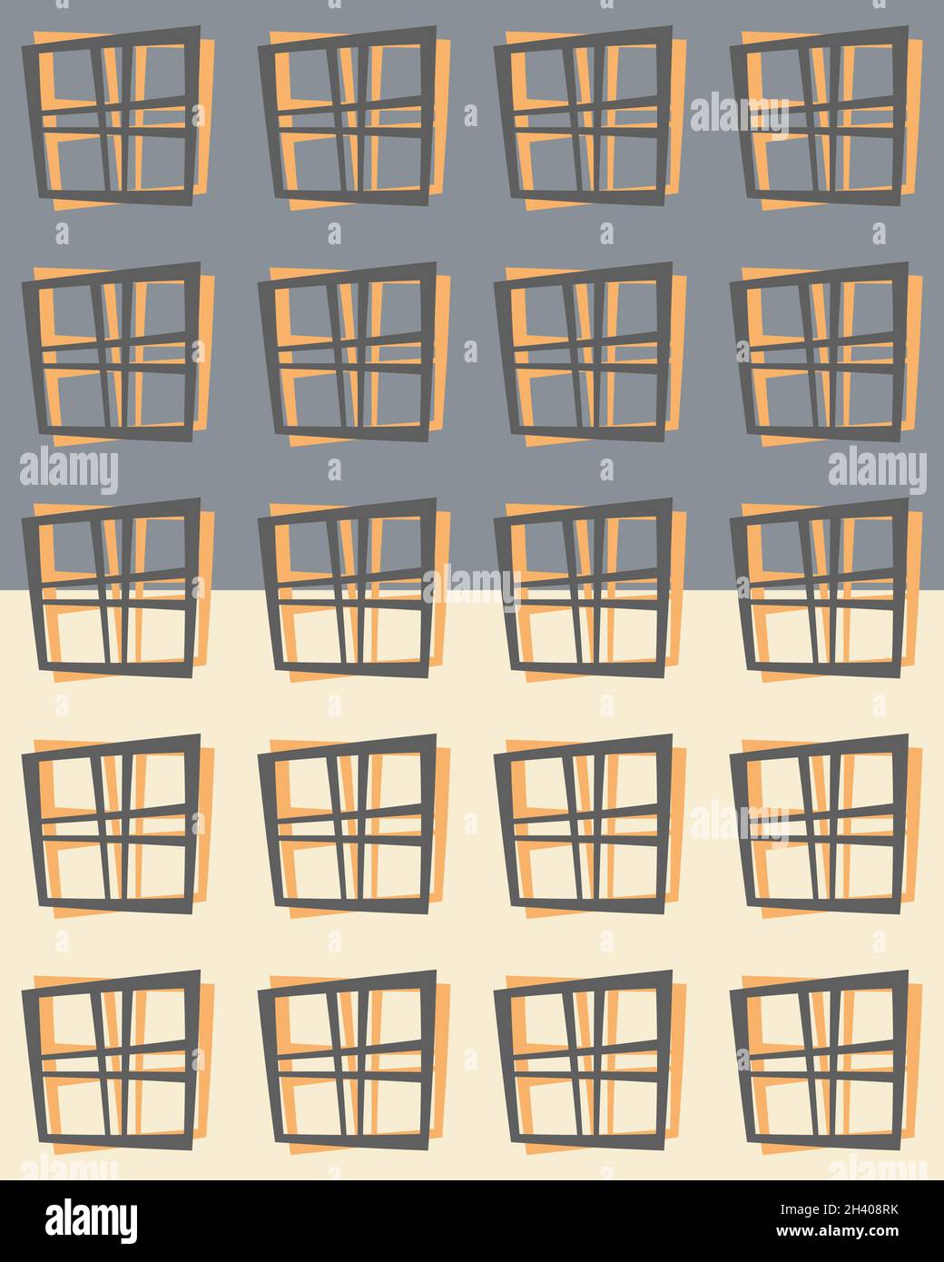 Abstract geometrical grid seamless pattern. Cute windows composition in ...