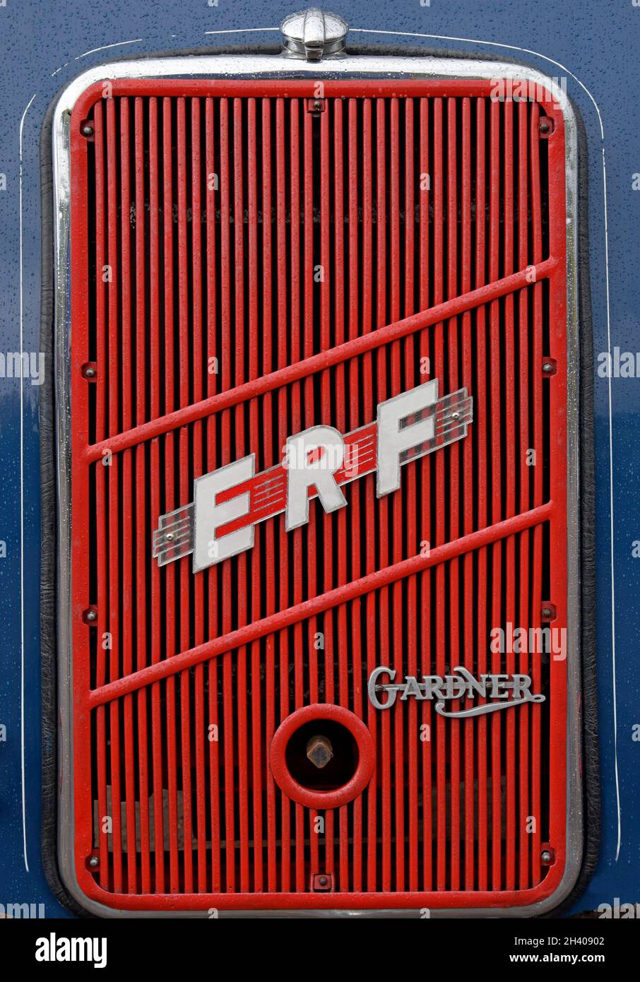 Radiator grille on a classic vintage ERF lorry with Gardner diesel ...