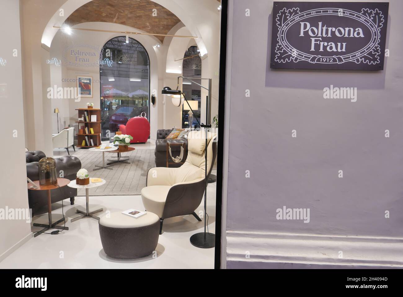 SIGN OF POLTRONA FRAU ITALIAN BRAND IN INTERIOR DESIGN Stock Photo - Alamy