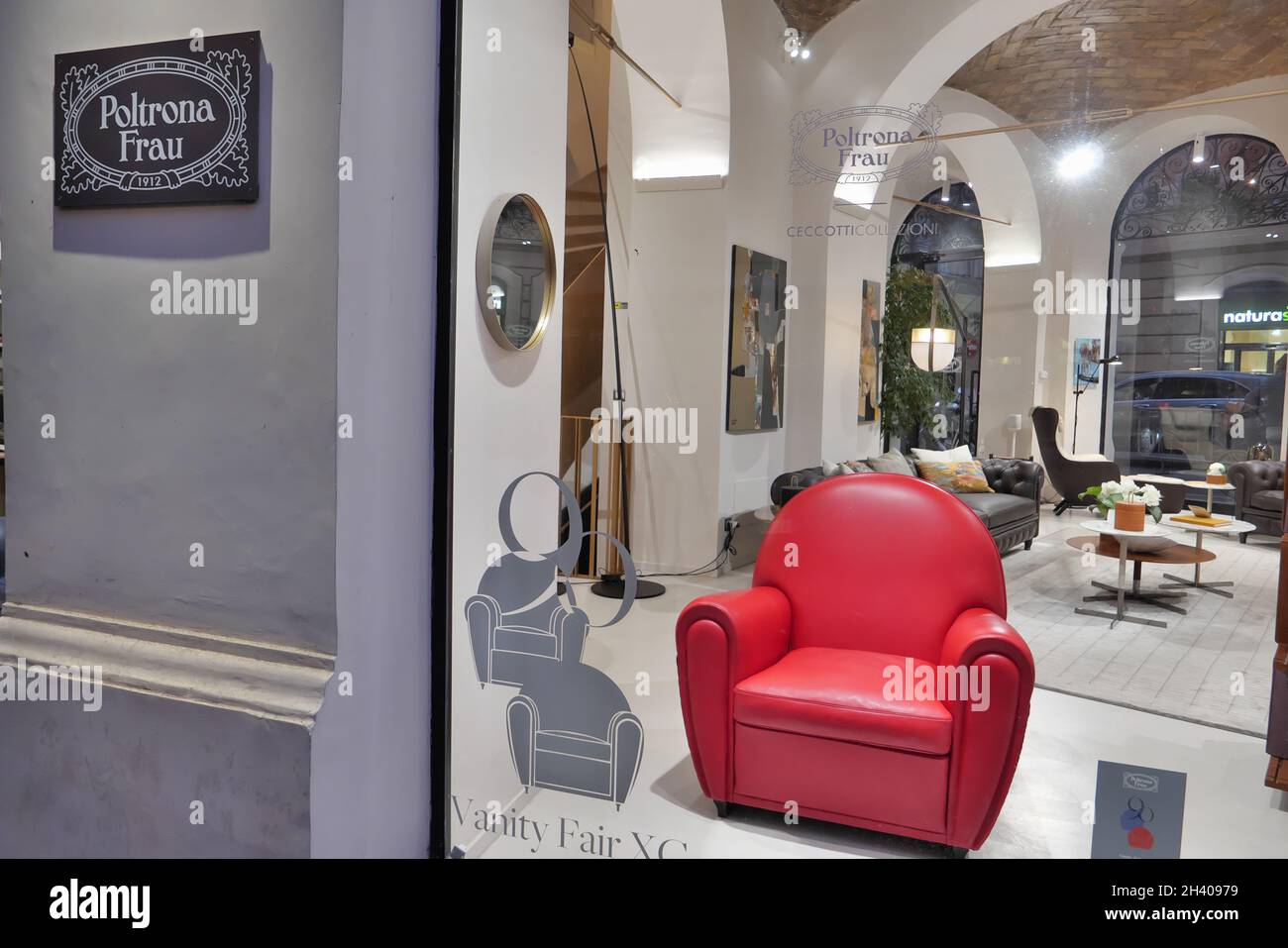 SIGN OF POLTRONA FRAU ITALIAN BRAND IN INTERIOR DESIGN Stock Photo - Alamy