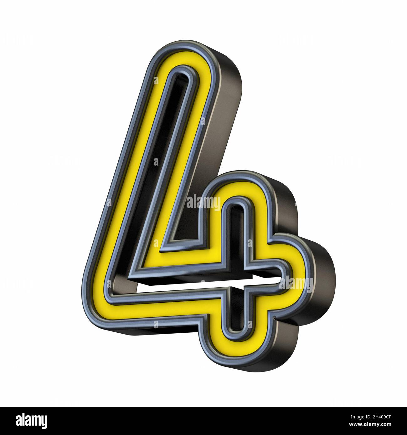 Yellow black outlined font Number 4 FOUR 3D Stock Photo - Alamy
