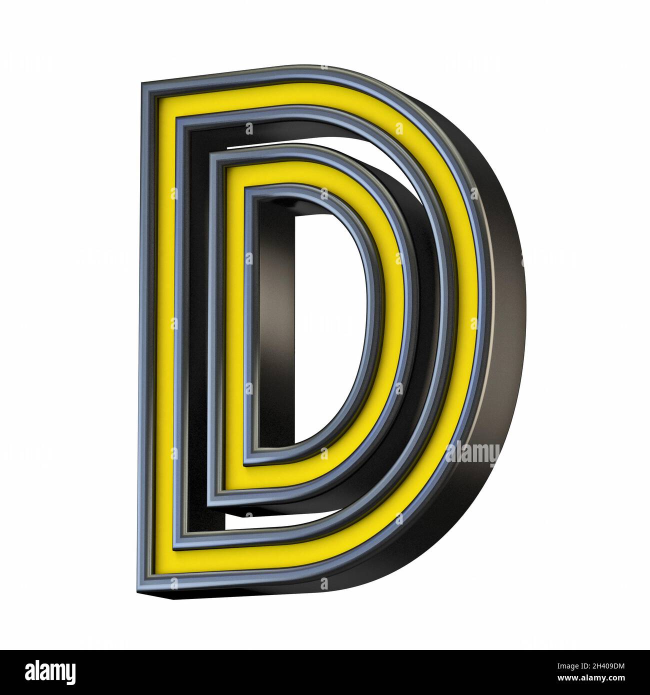Yellow black outlined font Letter D 3D Stock Photo - Alamy