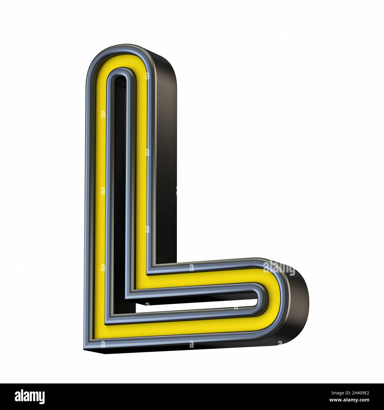 Yellow black outlined font Letter L 3D Stock Photo - Alamy