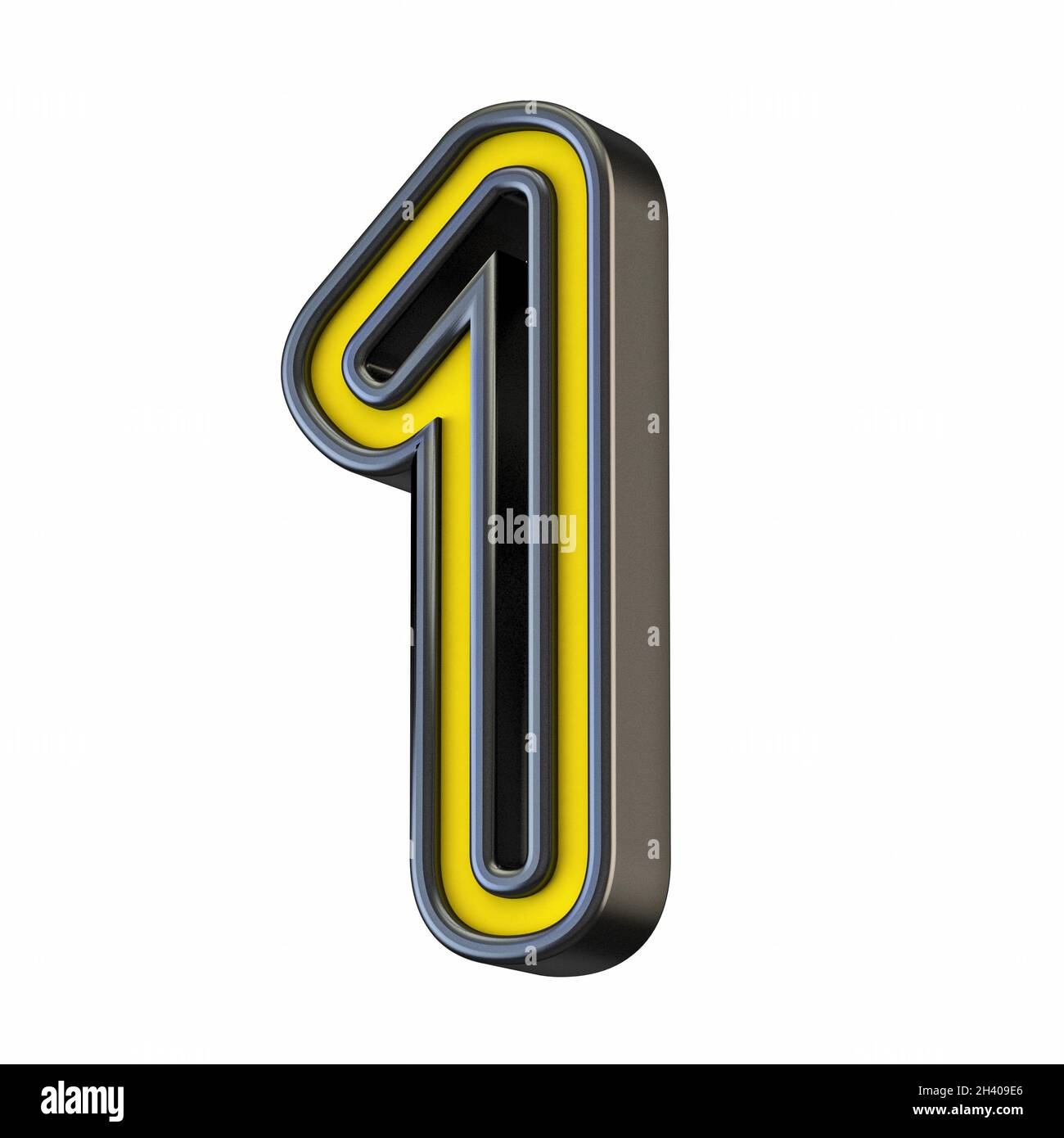 Yellow black outlined font Number 1 ONE 3D Stock Photo - Alamy